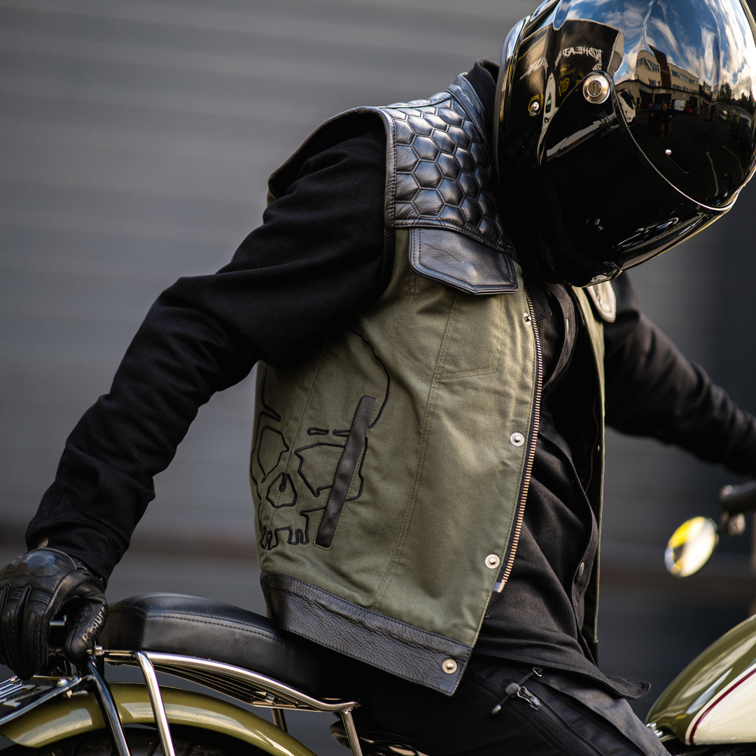 Motorcycle Cut Alpha Hex Leather & Denim – BOBHEAD
