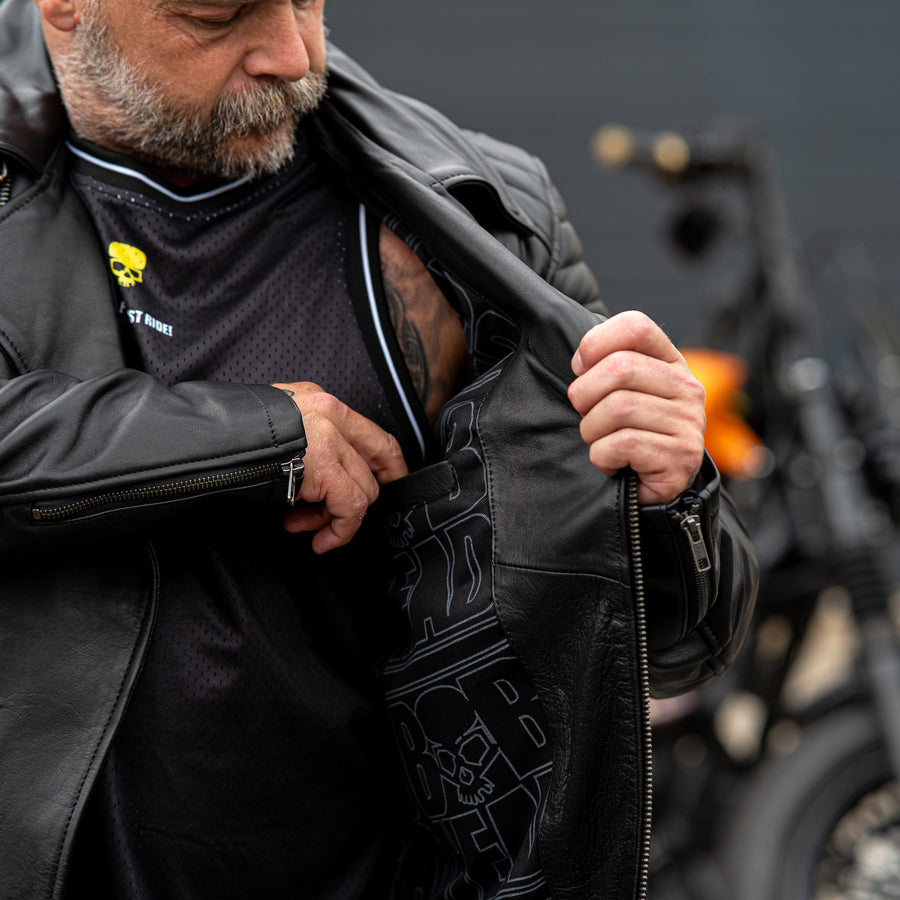 Leather Motorcycle Jacket Protective Brando Black | Armored AAA – BOBHEAD